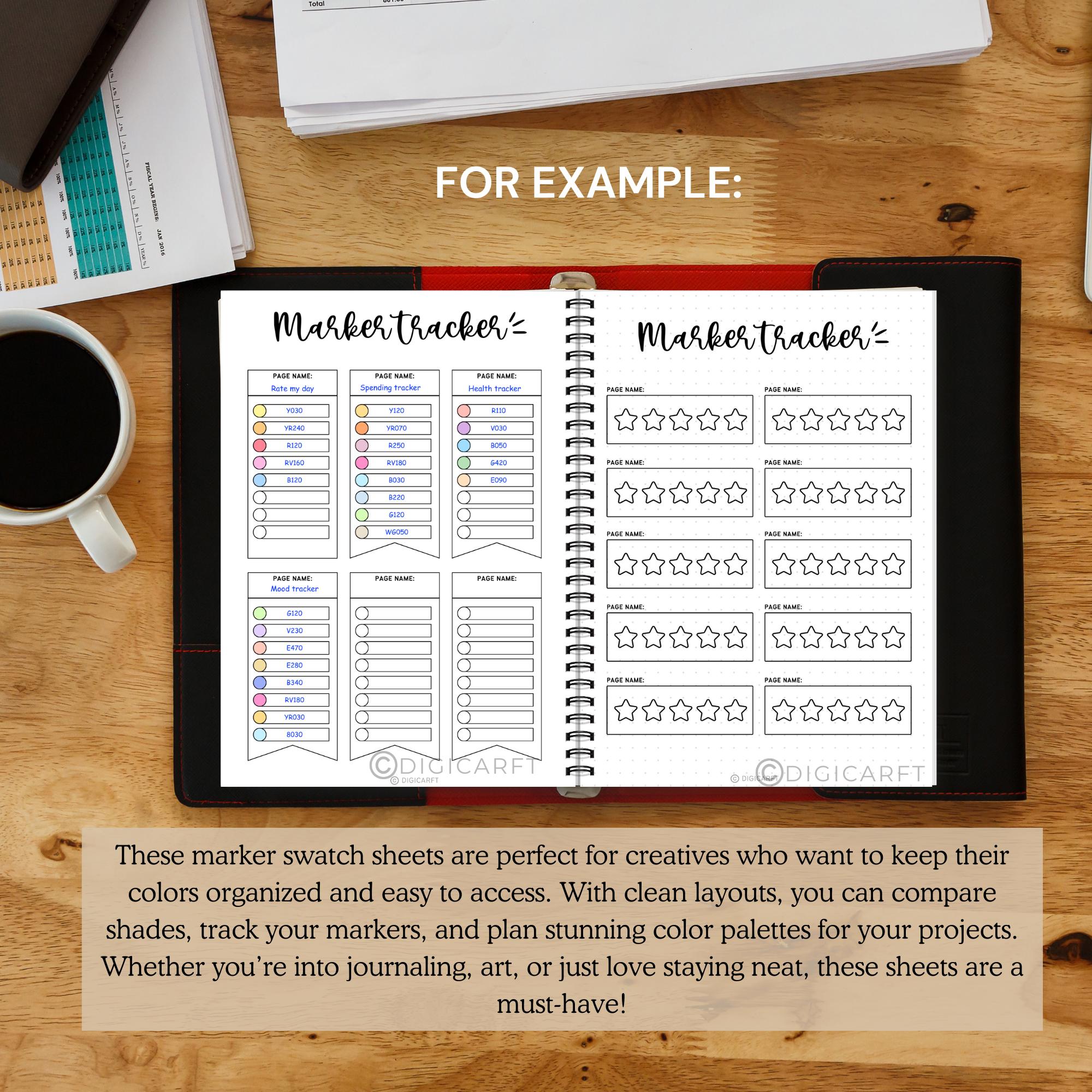 Marker Test Sheet Printable,pen Swatch Template A5,marker Swatch Chart ...
