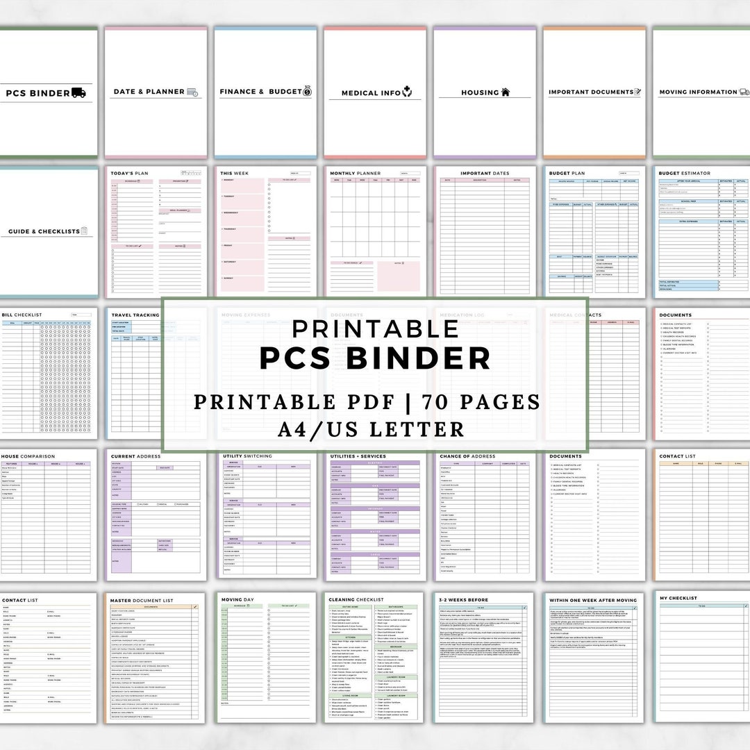 PCS Binder Printable,pcs Checklist, Military Move Planner, Military ...