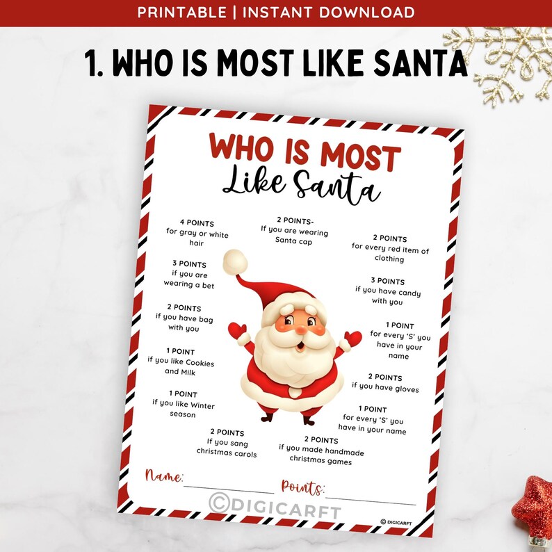 Who is Most Like Santa Game,santa Trivia Game,christmas Who is Most ...