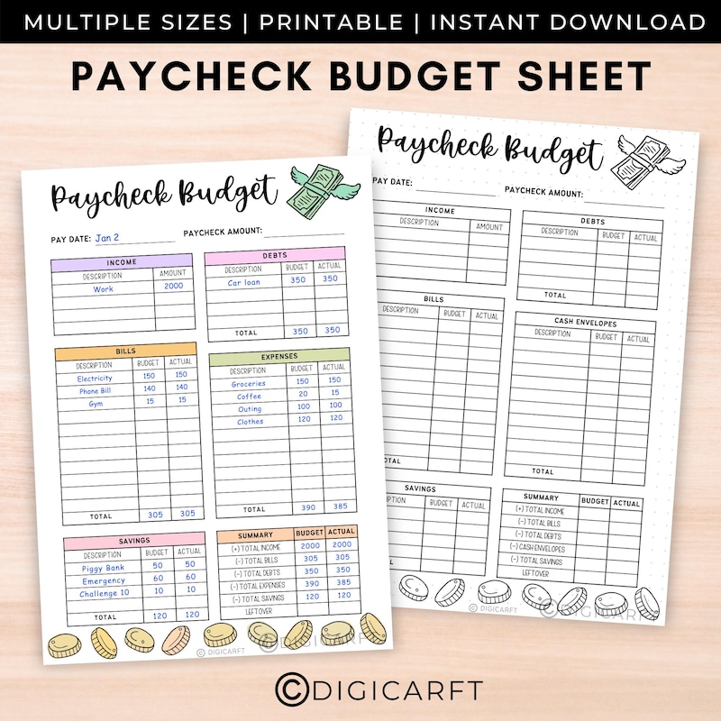 Paycheck Budget Sheet Pdf - Etsy