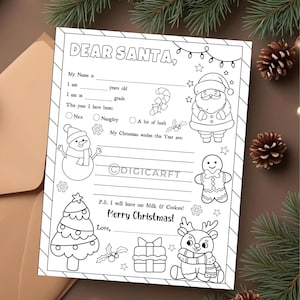 Letter to Santa Printable Coloring Page,printable Santa Wishlist ...