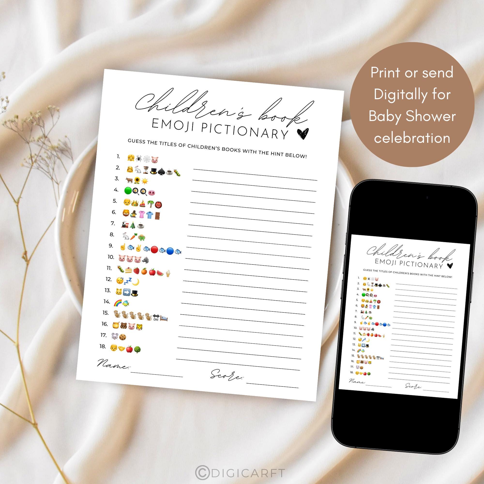 Children's Book Emoji Pictionary Game Printable,baby Book Emoji ...