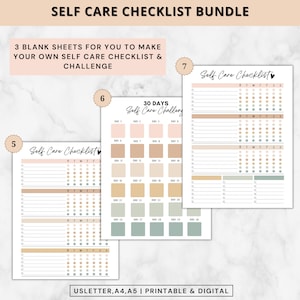 Self Care Checklist Bundle Printable,daily ,editable Self-care Planner ...