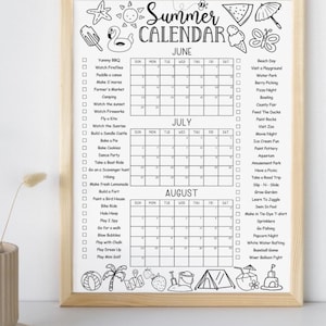 Summer Calendar 2025 Printable,summer Activities Calendar, Bucket List ...