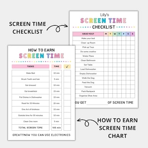 Editable Screen Time Checklist, Screen Time Rules,screen Time Chore ...