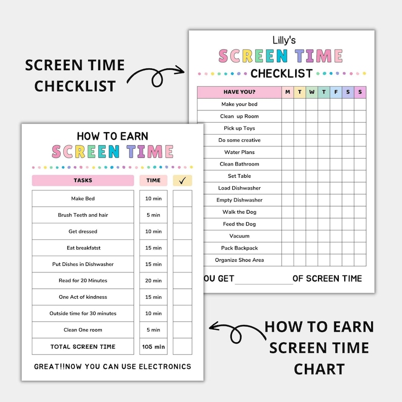 Editable Screen Time Checklist, Screen Time Rules,screen Time Chore ...