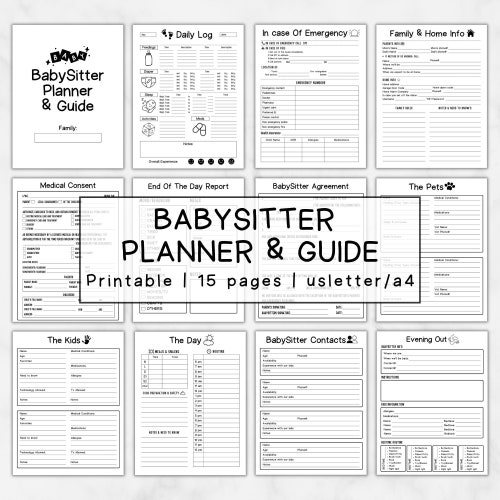 Babysitting Kit for Parents Printable Babysitter's - Etsy
