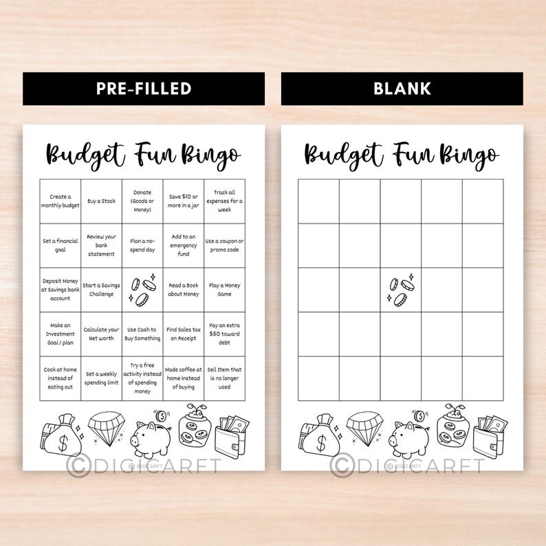 Budget Bingo Game Printable,money Saving Game,finance Bingo Card,budget ...
