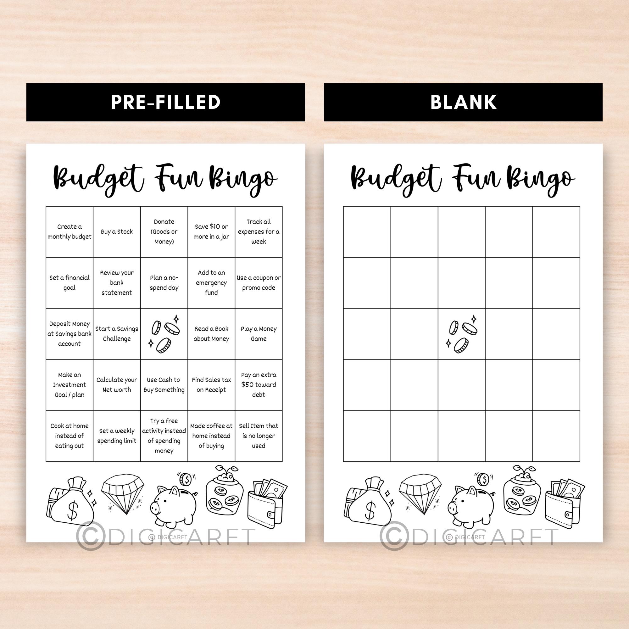 Budget Bingo Game Printable,money Saving Game,finance Bingo Card,budget ...