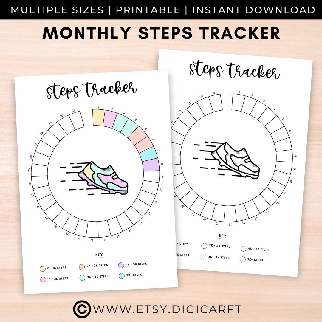 Monthly Steps Tracker Printable,a5 Bullett Journal Page,daily Steps ...