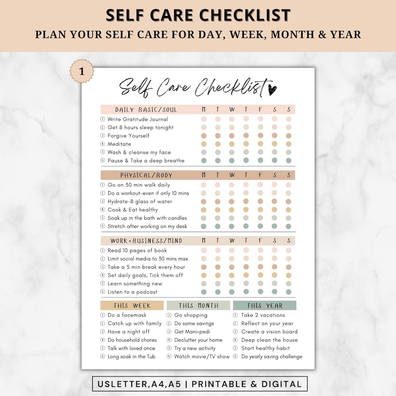 Self Care Checklist Bundle Printabledaily editable Self-care - Etsy Self Care Checklist Bundle Printabledaily editable Self-care - Etsy