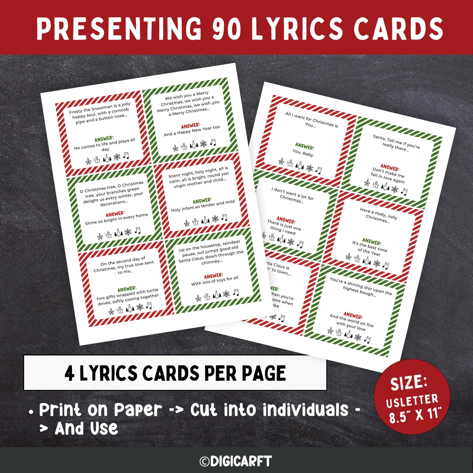 Christmas Carol Finish the Lyrics Game,christmas Song Trivia Games Kids ...