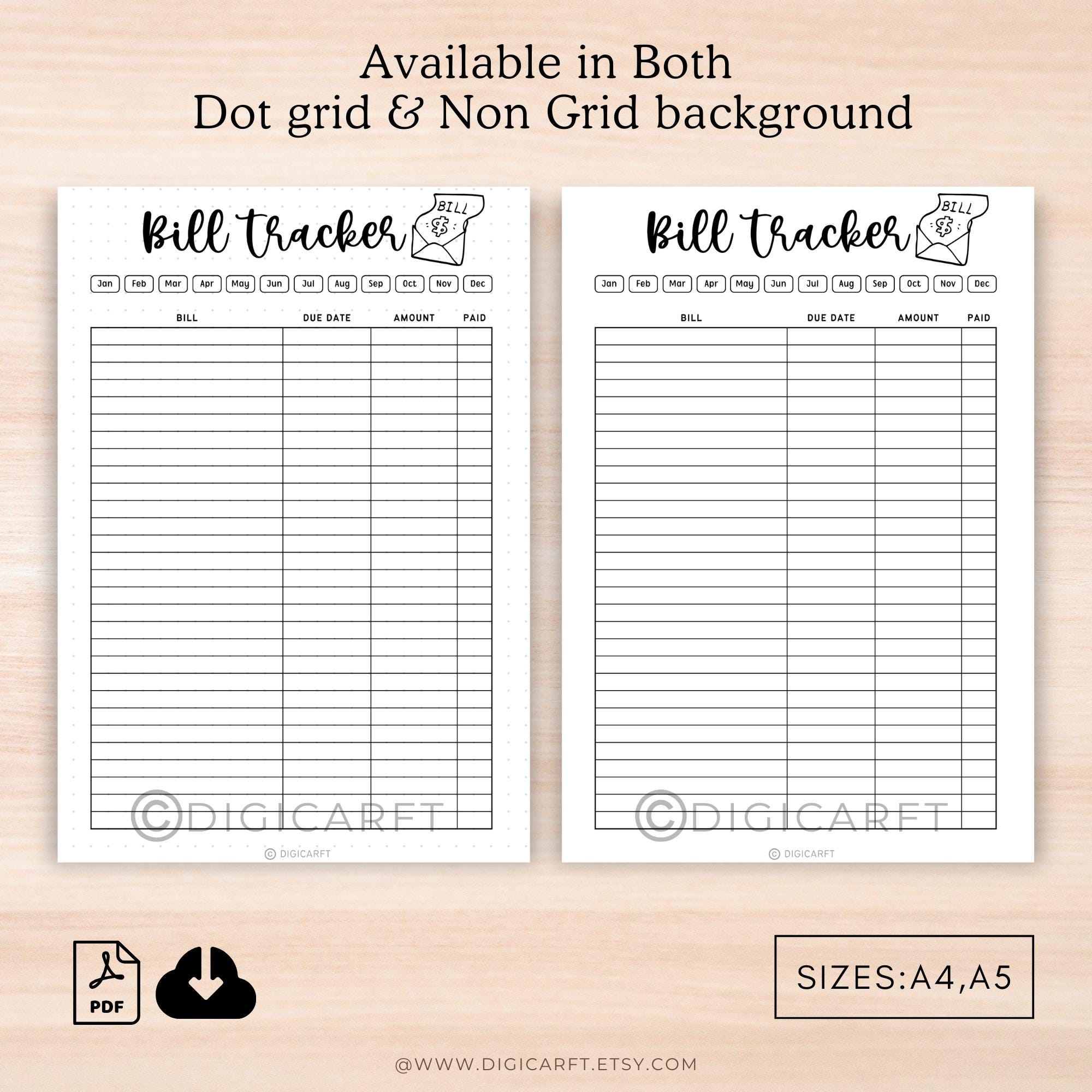 Bill Tracker Sheet Printable,budget Journal Pages,monthly Bill Pay off ...
