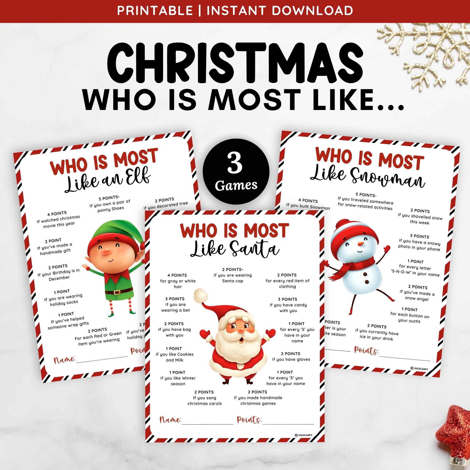 Who is Most Like Santa Game,santa Trivia Game,christmas Who is Most ...