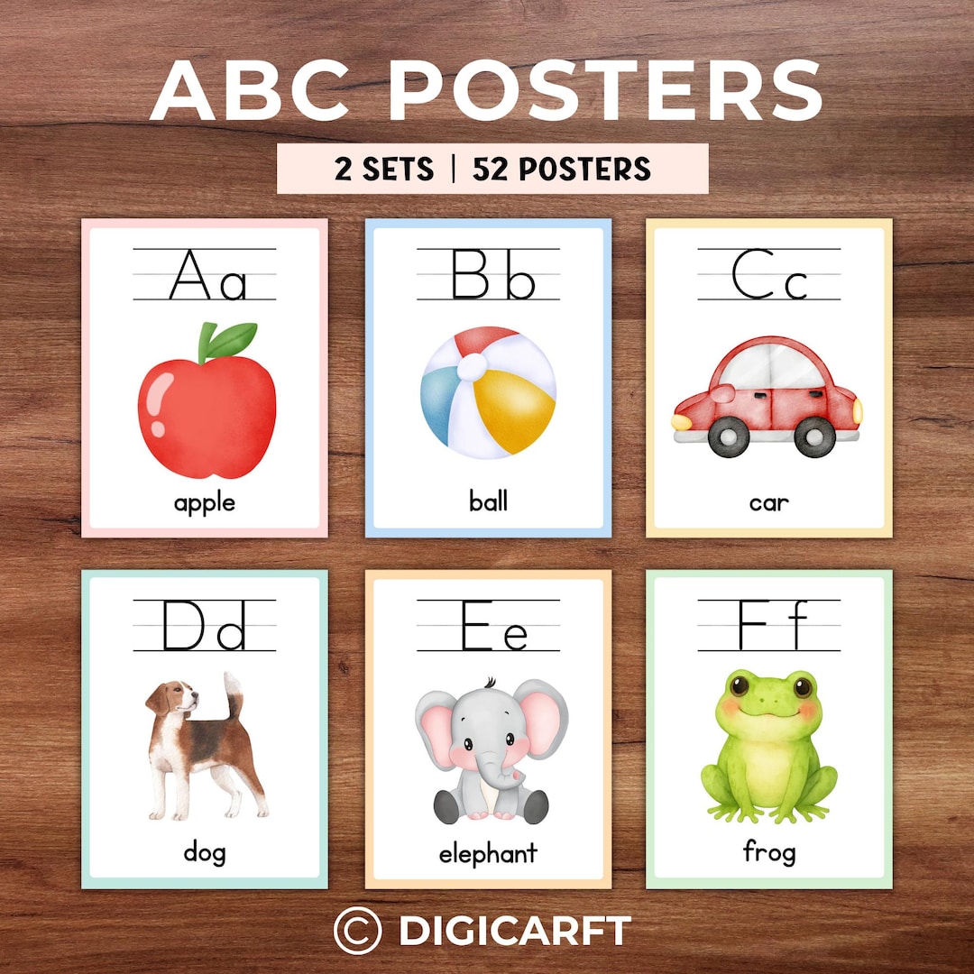 Alphabet Posters for Classroom With Pictures,abc Poster Playroom ...