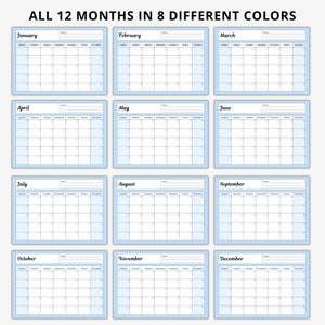 Blank Monthly Calendar With Notes Pdf,colorful Monthly Planner Digital ...