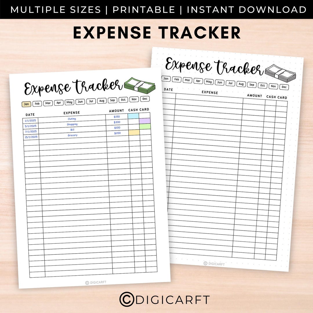 Expense Tracker Printable,monthly Spending Tracker Sheet A4,daily Money ...