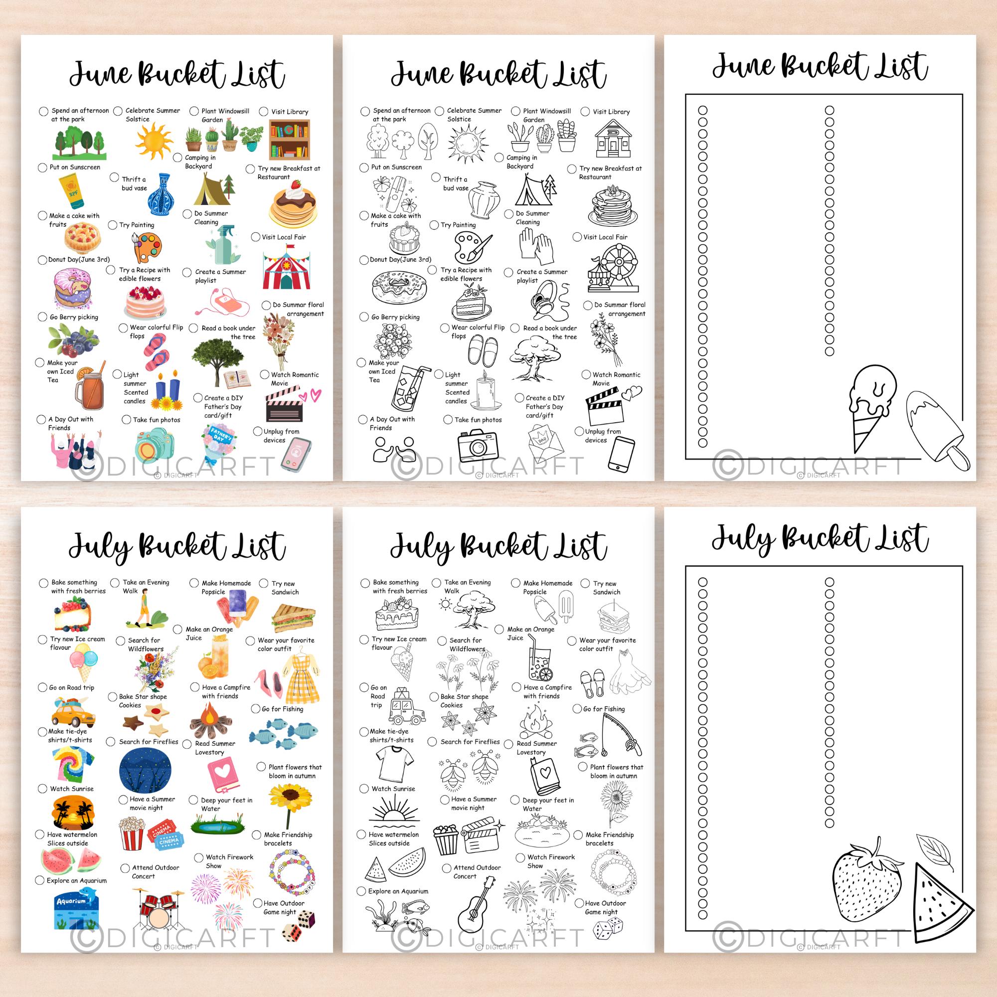 12 Monthly Bucket List Bullet Journal Bundle,monthly to Do List ...