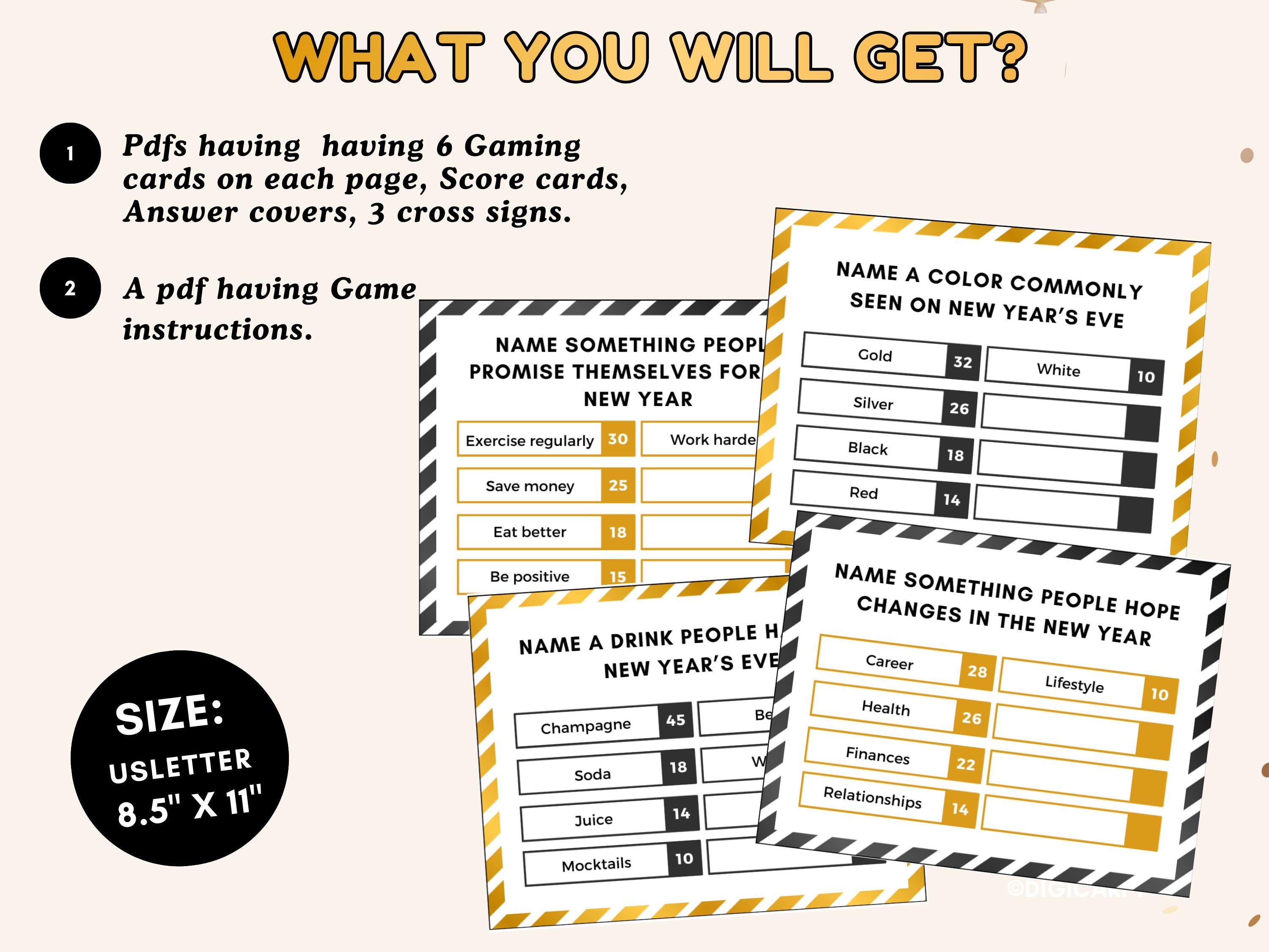 New Year's Family Games Bundle,new Year Friendly Feud Card Game,family ...