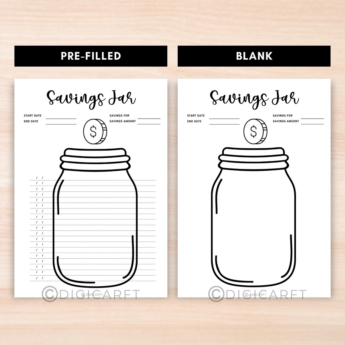Savings Jar Tracker Template,savings Journal Printable,money Savings ...