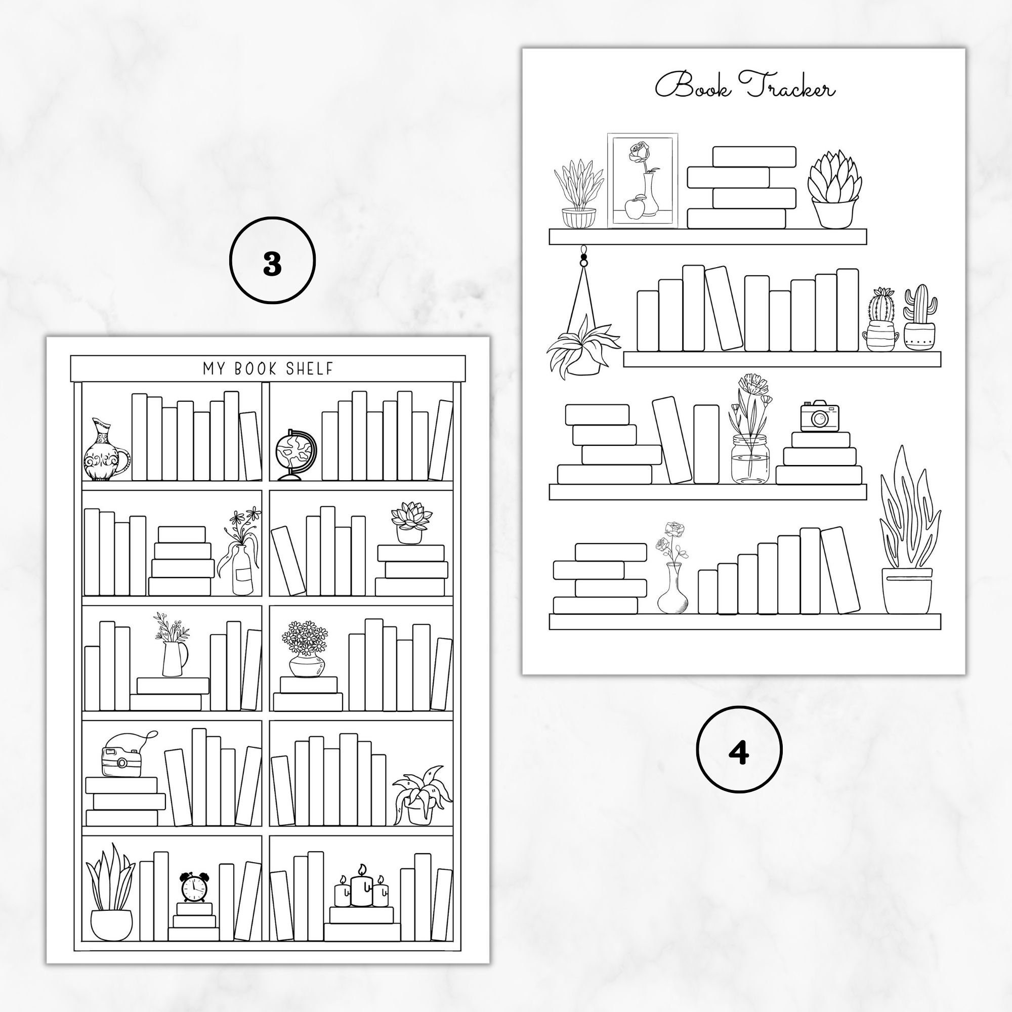 Bookshelf Printable Template,minimal Bujo Bookshelf Tracker Digital ...