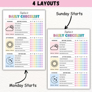 Editable Kids Daily and Weekly Chore Chart,daily Checklist for Kids ...