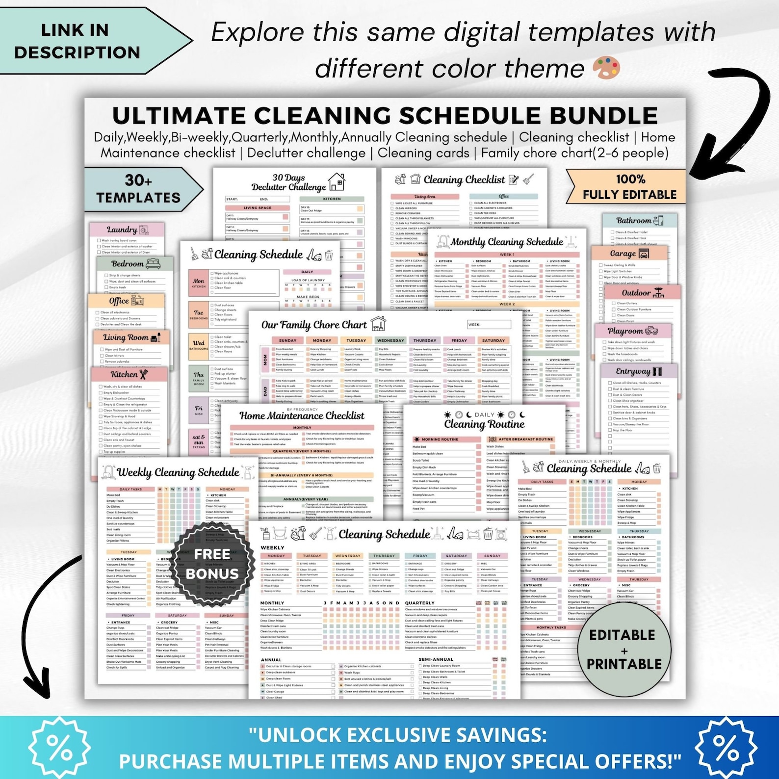 Ultimate Cleaning Schedule Bundle Editable,cleaning Planner Bundle A4 ...
