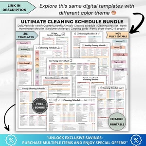 Ultimate Cleaning Schedule Bundle Editable,cleaning Planner Bundle A4 ...