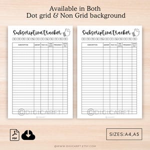 Subscription Tracker Printable,expense Tracker,budget Planner,monthly ...