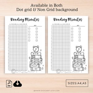 Book Reading Minutes Tracker Printable A5 Bujo,digital Yearly Reading ...