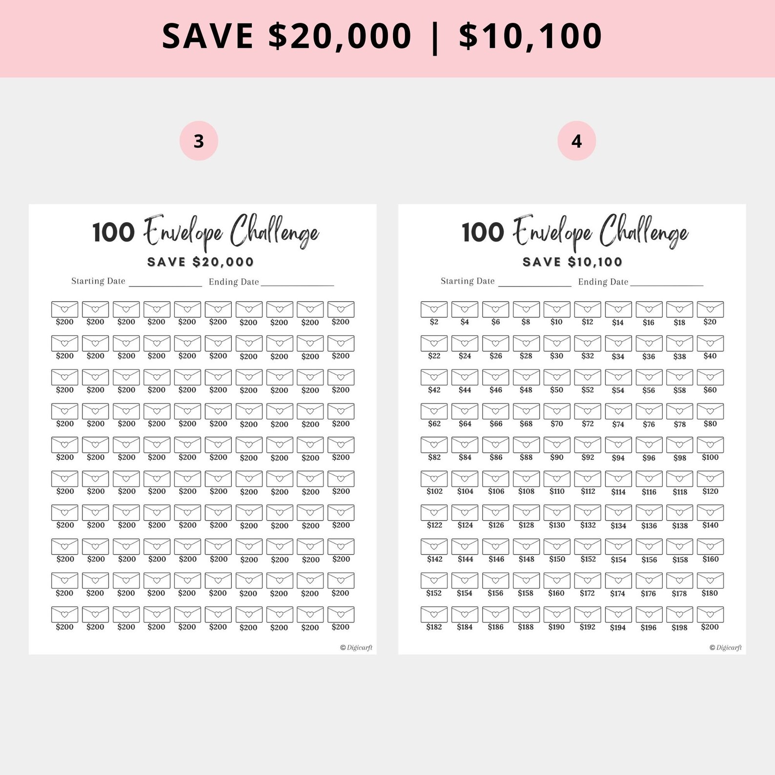 100 Envelope Challenge Kit,100 Envelope Challenge 50000,100 Envelope ...