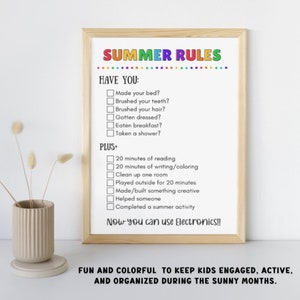 Printable Summer Rules,summer Planner 2025, Summer Checklist Poster for ...