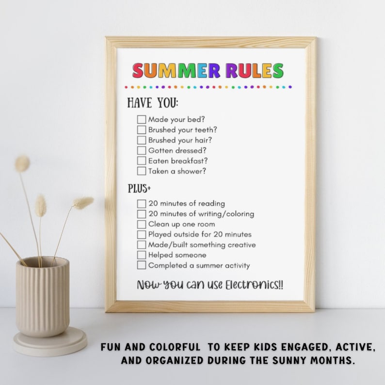 Printable Summer Rules,summer Planner 2025, Summer Checklist Poster for ...