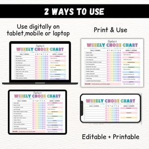 Editable Weekly Chore Chart for Kids Canva,printable Kids Chores ...