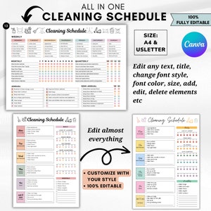 Ultimate Cleaning Schedule Bundle Editable,cleaning Planner Bundle A4 ...