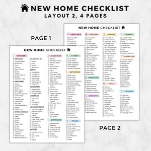 New Home Essentials Checklist, New Home Checklist Printable,first Home ...