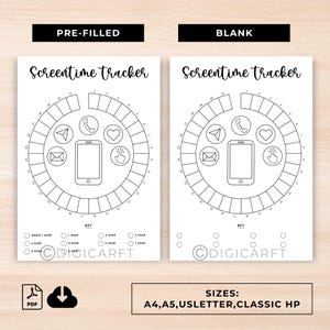 Screen Time Tracker Printable,a5 Monthly Bullett Journal Page,daily ...
