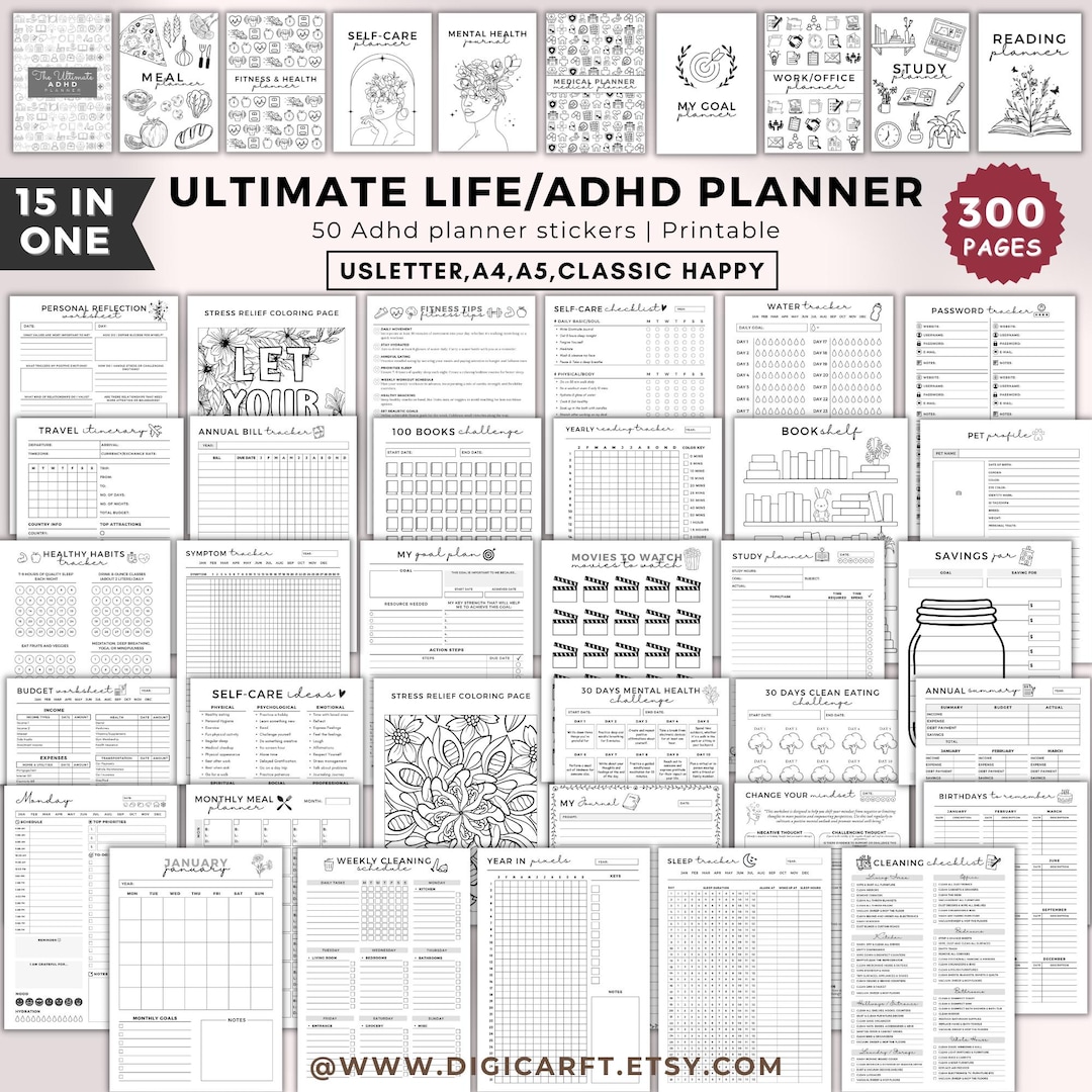 ADHD Planner Bundle for Adults,ultimate Life Planner Binder ...