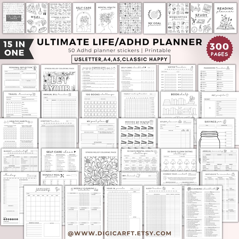 ADHD Planner Bundle for Adults,ultimate Life Planner Binder ...