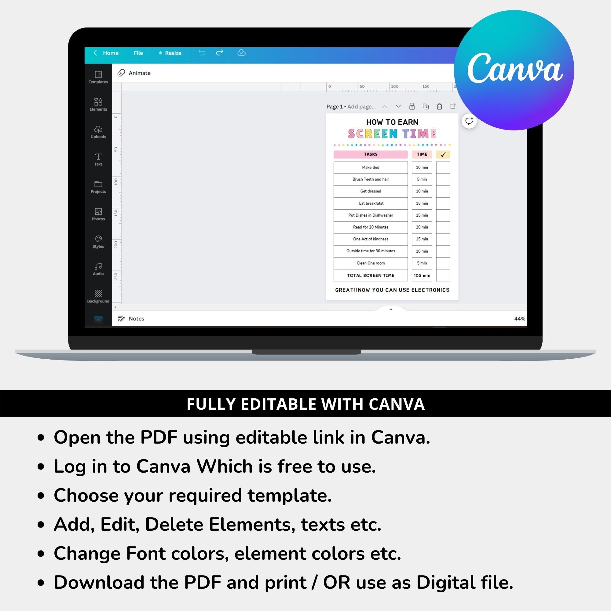 Editable Screen Time Checklist Screen Time Rulesscreen Time - Etsy