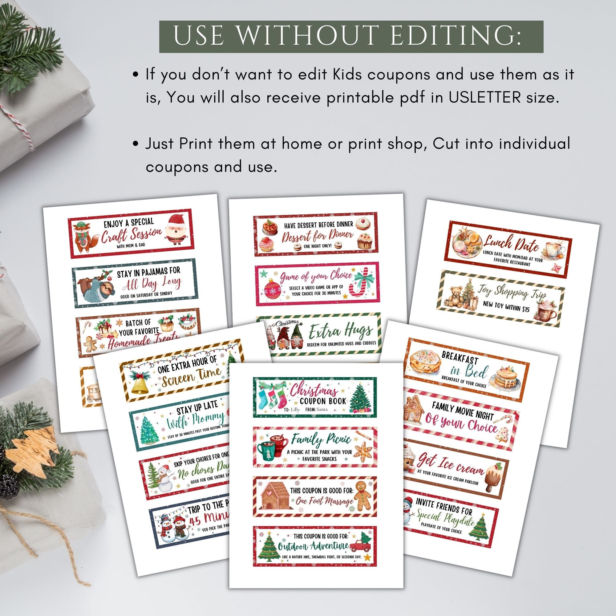 Editable Christmas Coupons for Kids Uk,christmas Coupon Book,christmas ...
