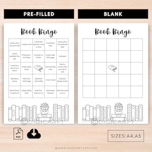 Book Bingo Printable,reading Tracker Log Bujo,book Reading Challenge ...