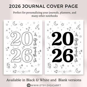 2026 Journal Cover Page,yearly Planner Cover A5 Printable,2026 Bullett ...