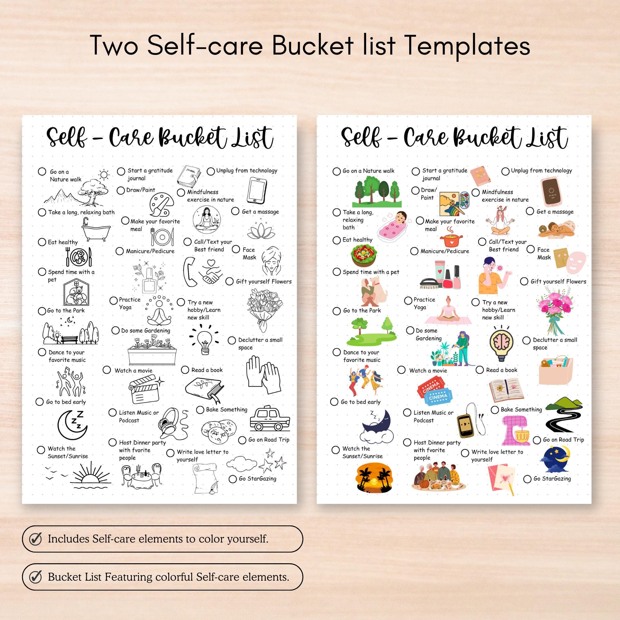 Self Care Journal Printable,self Care Checklist,daily Monthly Self Care ...