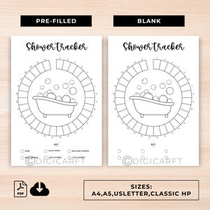 Monthly Shower Tracker Printable,a5 Bullett Journal Page,daily Selfcare ...