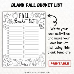 Printable Fall Bucket List Template,autumn Bucket List Ideas,fall ...