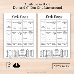 Book Bingo Printable,reading Tracker Log Bujo,book Reading Challenge ...