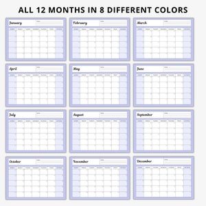 Blank Monthly Calendar With Notes Pdf,colorful Monthly Planner Digital ...