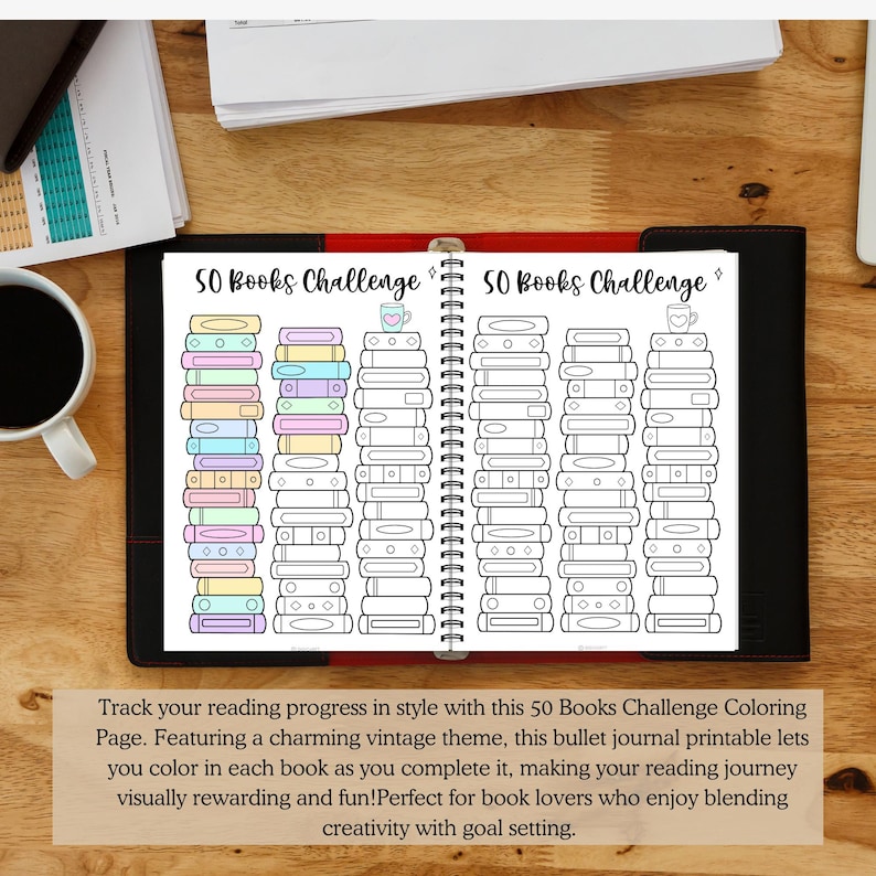 50 Book Challenge Tracker Printable,books Reading Challenge Templates ...
