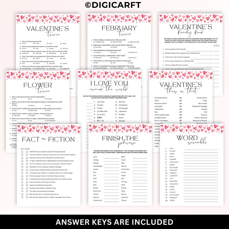 Valentines Games Bundle,valentine's Day Games for Groups,valentines ...
